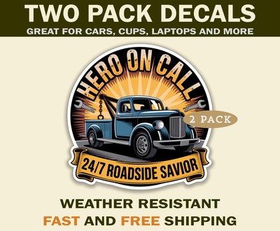 Vintage Tow Truck Driver Sticker Decals great for cars, water bottles ...