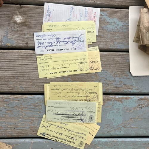 Large Lot 1920 to 45 Vintage Bank Checks Cashed Slips Bank Statement ...