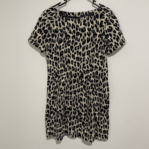 French Connection Womens Short Sleeve Cotton Leopard Animal Print Dress ...