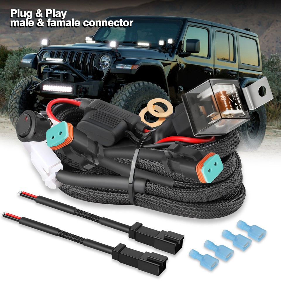 DT Connector Heavy Duty Wiring Harness Kit 2-WAY For LED Pods Work ...