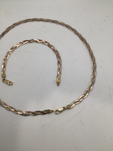 Vintage 925 Sterling Tri Color Braided Necklace bracelet 12.65 g | eBay