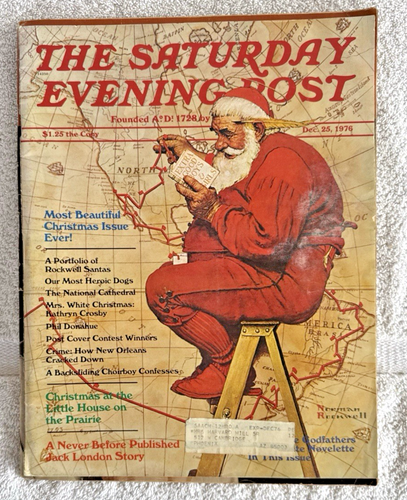 Saturday Evening Post Magazine December 25, 1976 Norman Rockwell Santa ...