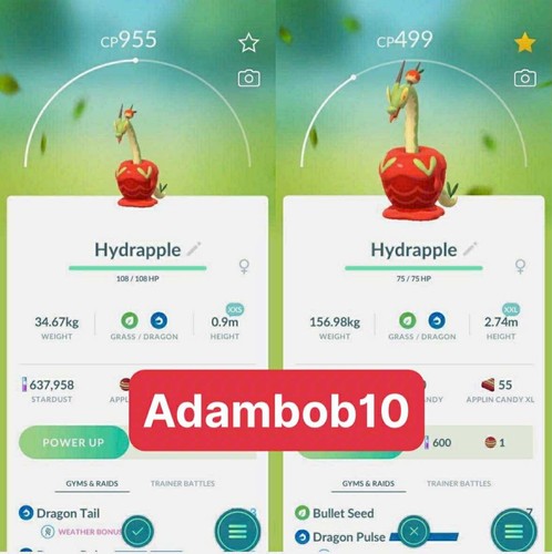 Pokémon Go - Size XXL or XXS Hydrapple - Mini PTC or Trade 20K Stardust ...
