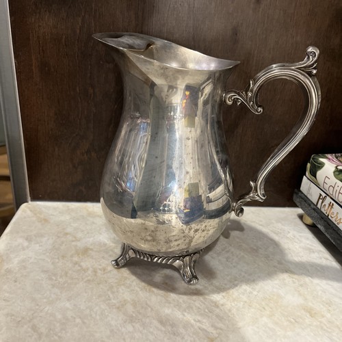 Vtg. Wm Rogers Footed Victorian Style Water Pitcher w/ ice lip Silver ...