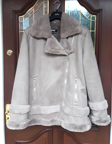 QUIZ SHEARLING AVIATOR COAT FAUX SUEDE FAUX FUR LINED SIZE 14 UNWORN | eBay