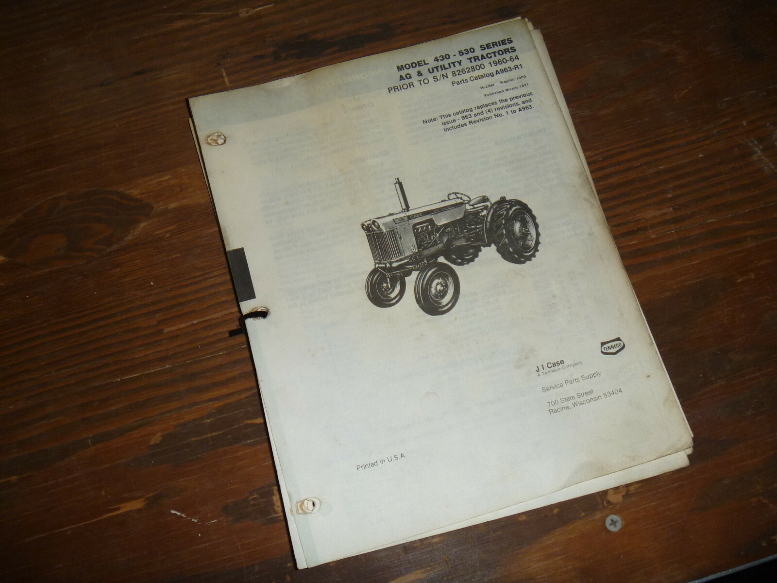 J I Case 531 541 AG Utility Tractors Parts Catalog Manual Prior to ...