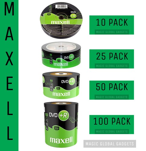 Maxell DVD+R | Recordable Blank DVD Discs Media 25/50/100 Pack | 4.7GB ...