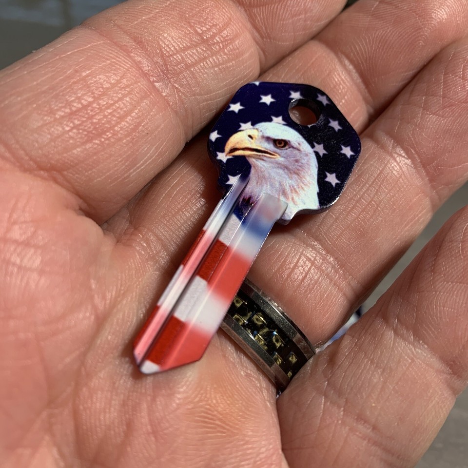 5X-AMERICAN EAGLE US FLAG KEYS Uncut NEW House Key Blanks HOUSE KWIKSET ...