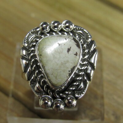 Vintage Sterling Silver White Buffalo Statement Ring | eBay