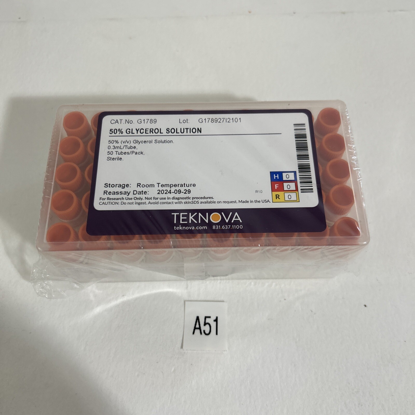 Tecnova 50% Glycerol Solution 0.3 ml/Tube 50 Tubes/Pack Sterile,Sealed ...