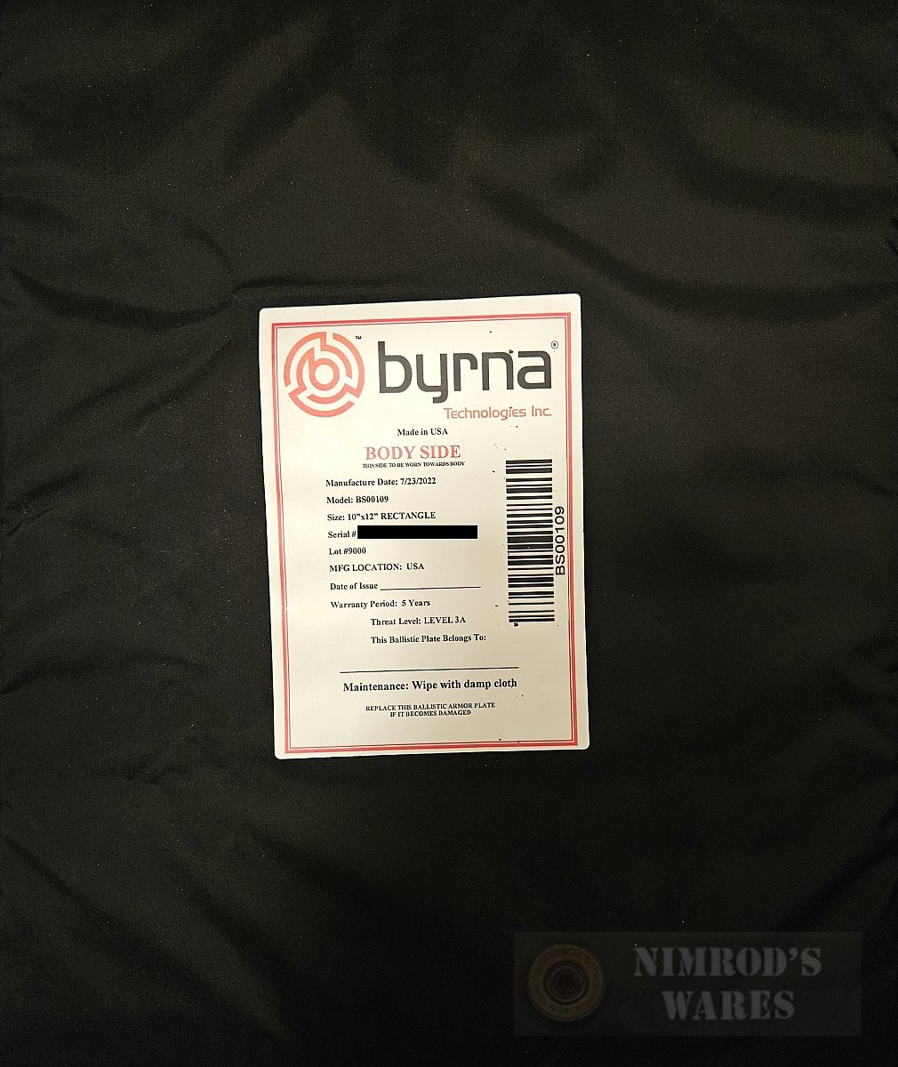 BYRNA SHIELD Bullet Resistant Backpack Ballistic Armor Plate IIIA ...