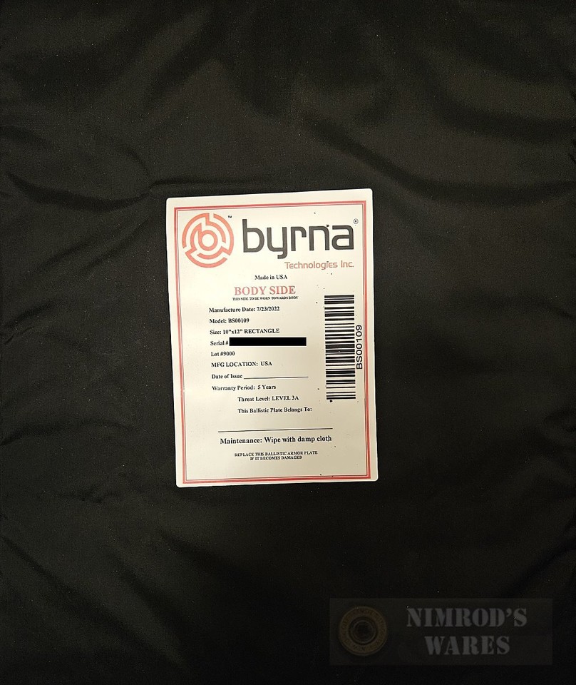 BYRNA SHIELD Bullet Resistant Backpack Ballistic Armor Plate IIIA ...