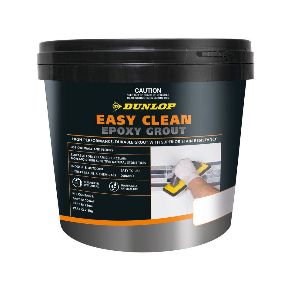 dunlop 3 25kg slate grey easy clean epoxy grout kit | eBay