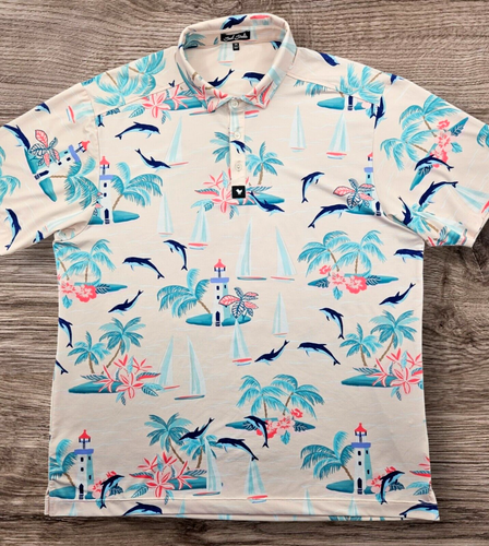 Bad Birdie Men's 2XL Multicolor Tropical Hawaii Boats Dolphins Golf ...