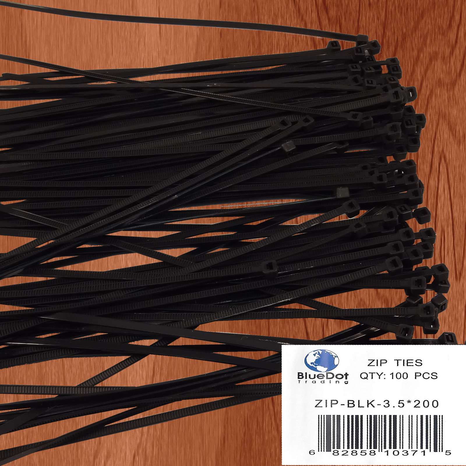 100 8" 3.5x200mm BLACK Wire Cable Ties Nylon Plastic Zip Wrap Loop Self ...