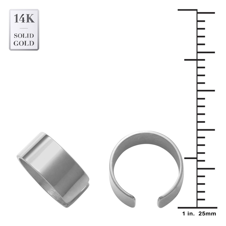14K REAL Solid Gold Extra Wide Bold Thick Minimalist Ear Cuff Ring ...