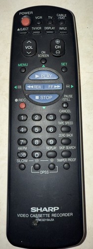 OEM Genuine Sharp VCR/TV Remote Control RRMCG0119AJSA VC-H954U Tested ...