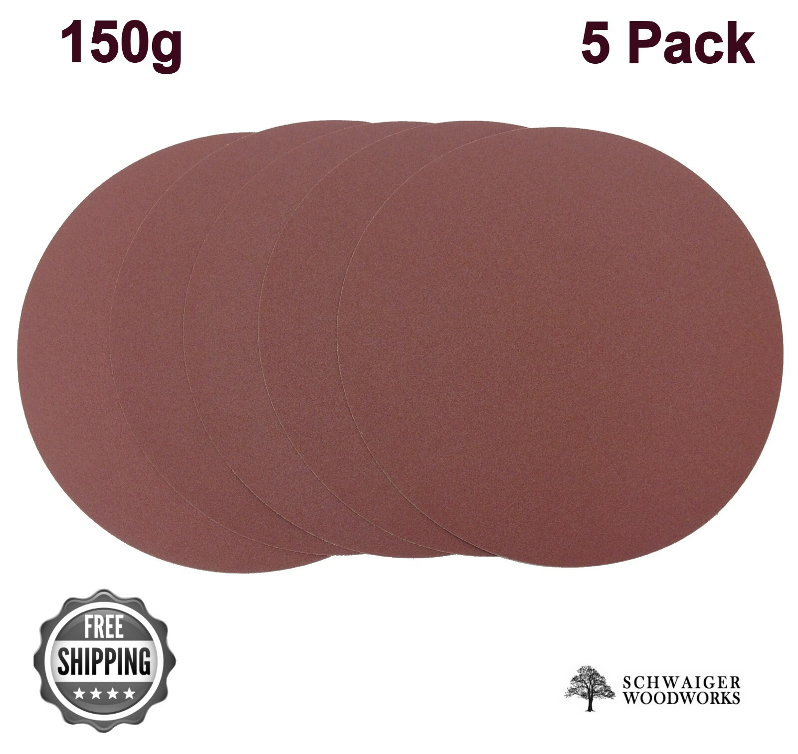 12" inch Sanding Disc, 150 grit, 5 Pack, Peel & Stick, for Disc Sanders ...