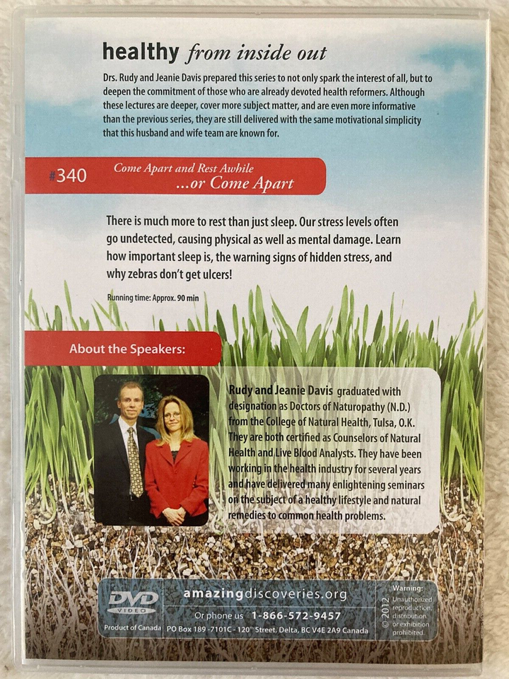 Amazing Discoveries DVD - Come Apart & Rest Awhile by Drs Rudy & Jeanie ...