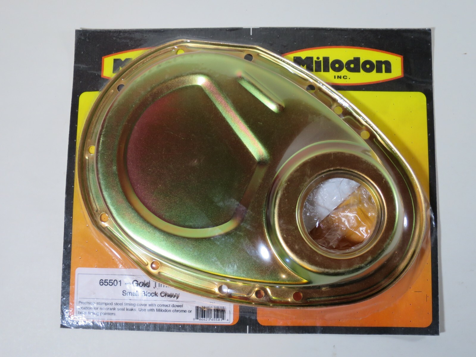 Milodon 65501 Timing Cover 1-Piece Steel Gold Iridite Chevy Small Block ...