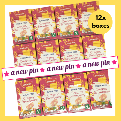 DOMINION Creamy Strawberry Sugar Free Sweets 44g 12x Boxes Aldi ...