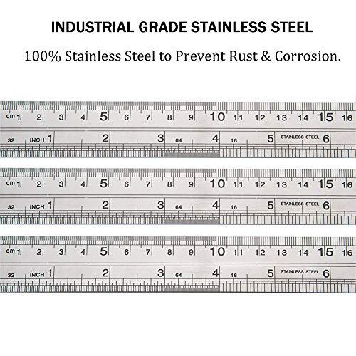Ruler Metal Straight Edge Ruler Stainless Steel Ruler 12 Inch Ruler Set ...