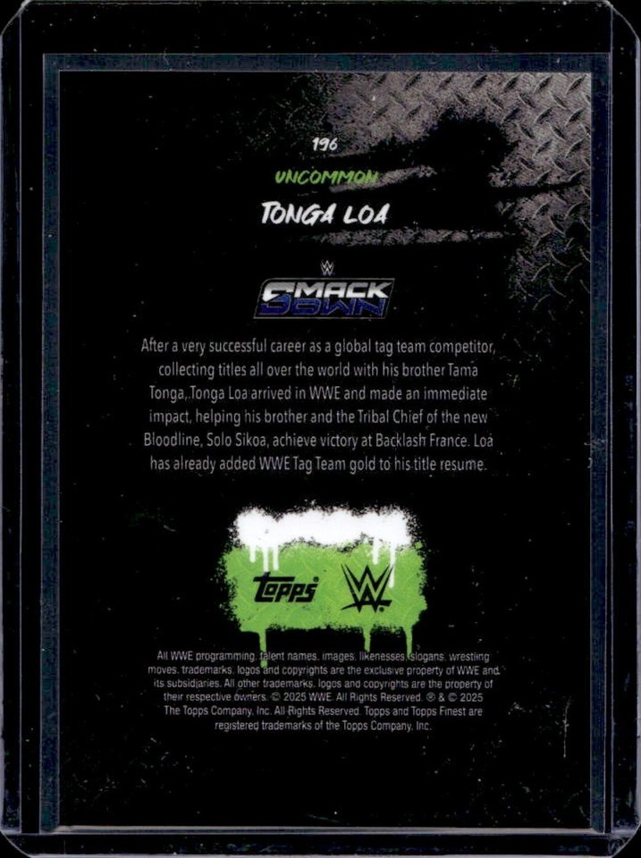 2025 Finest WWE Tonga Loa Uncommon Red Black Vapor Refractor #/15 | eBay