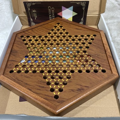 Wooden Chinese Checkers Halma Board Game Set (12.7 Inches) with Storage ...