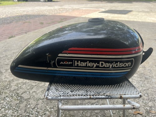 Harley-Davidson AMF Motorcycle Fuel Tank Black with Stripes 1975 OEM | eBay
