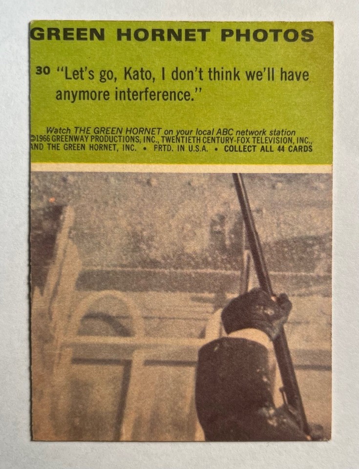 1966 Donruss Green Hornet #30 Let's Go Kato... Bruce Lee VG | eBay