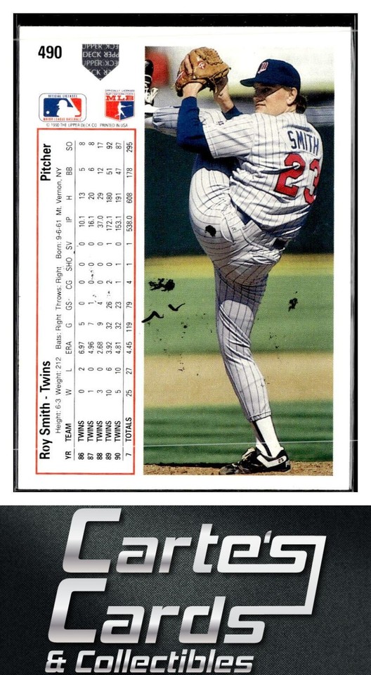 Roy Smith 1991 Upper Deck #490 Minnesota Twins TTM/IP Signed ...