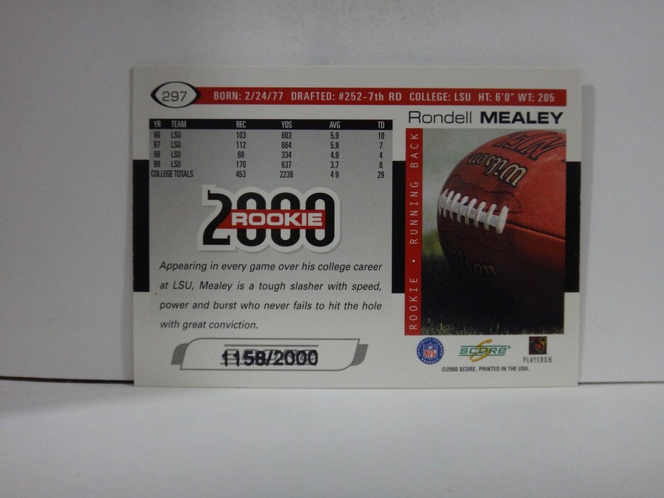 2000 Score Scorecard #297 Rondell Mealey /2000 | eBay