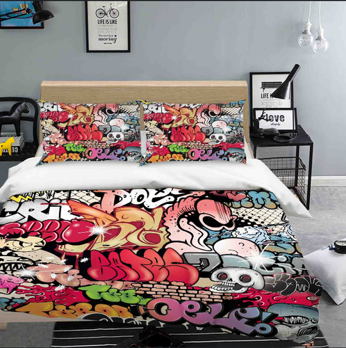 3D Artistic Street Graffiti Color Duvet Cover Sets Bedding Sets ...