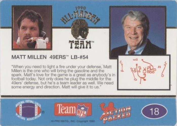 1990 Action Packed The All-Madden Team Matt Millen #18 for sale | eBay