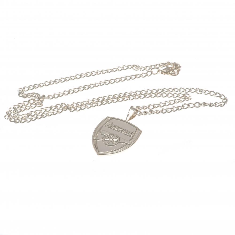 Arsenal FC Large Silver Plated Pendant & Chain Merchandise Gift Ideas ...