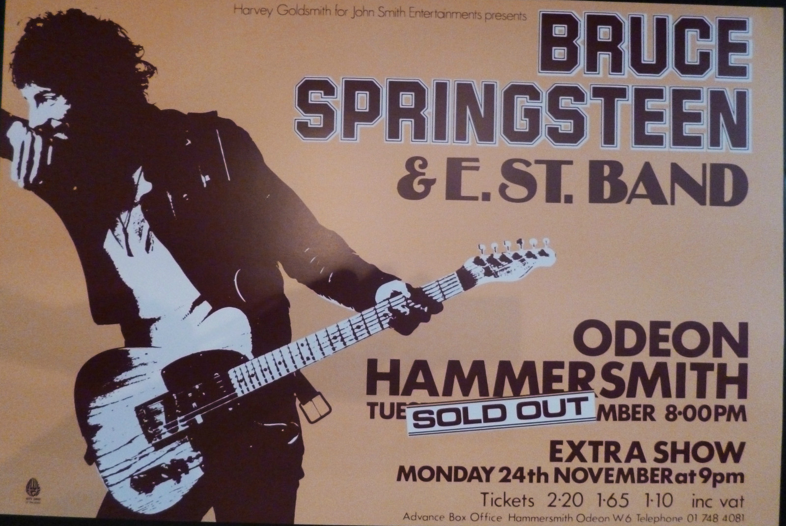 Bruce Springsteen poster Hammersmith Odeon 1st UK show 1975 large Size ...