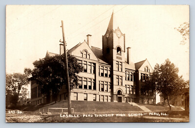 Vintage Real Photo Postcard LaSalle Peru Illinois Township High School ...