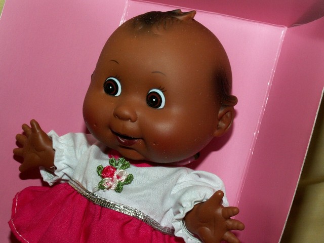 Cititoy Doll Lil Precious Baby 1989 Black Girl Pink White Dress Brown ...