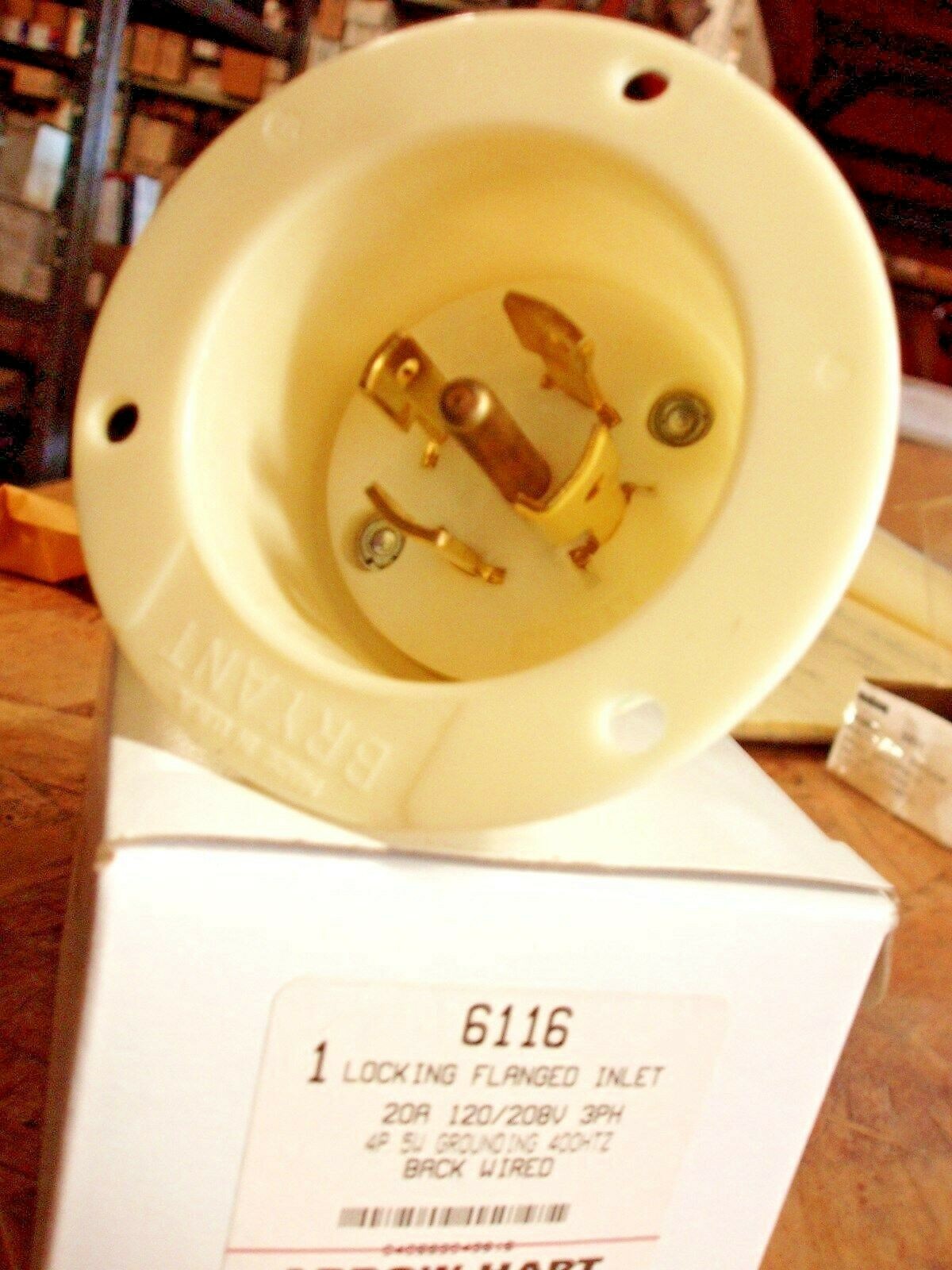 (C) Arrow Hart 6132 Locking Flanged Inlet 20AMP 120/208V 3PH 4P 3W QTY ...
