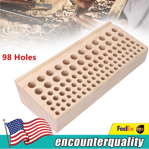 98 Holes Wood Rack Stamp Punch Stand Organizer Leather Craft Tool Store ...