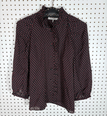 Frame Grace Heart Print Ruffle Trim Silk Top size S | eBay