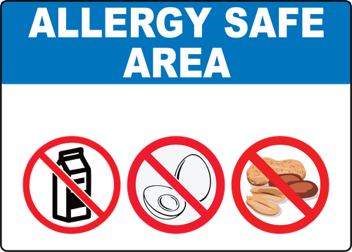ALLERGY SAFE AREA - NUTS MILK EGG | Adhesive Vinyl Sign Decal | eBay