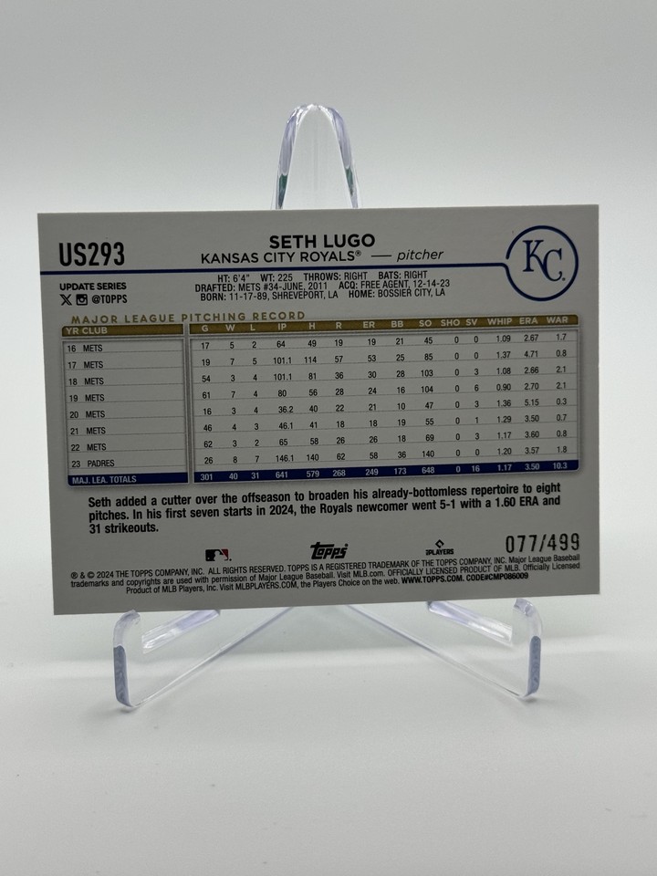 2024 Topps Update Seth Lugo Green Crackle Foilboard 77/499 #US293 Kans ...