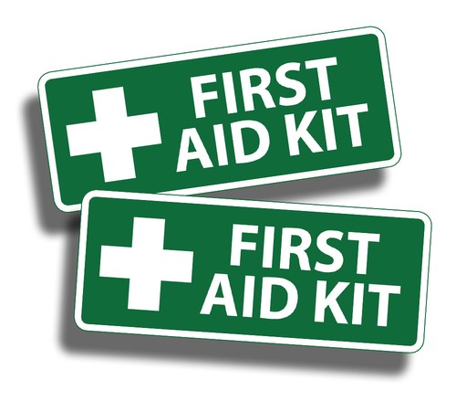 Green First Aid Sticker 1st Safety Alert OSHA Rescue Kit Red Cross ...