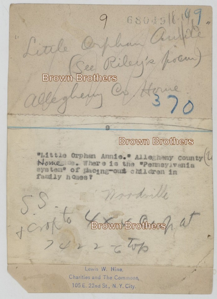 Vintage 1909 LEWIS HINE Allegheny County Home Orphanage Orphan Annie Photo | eBay