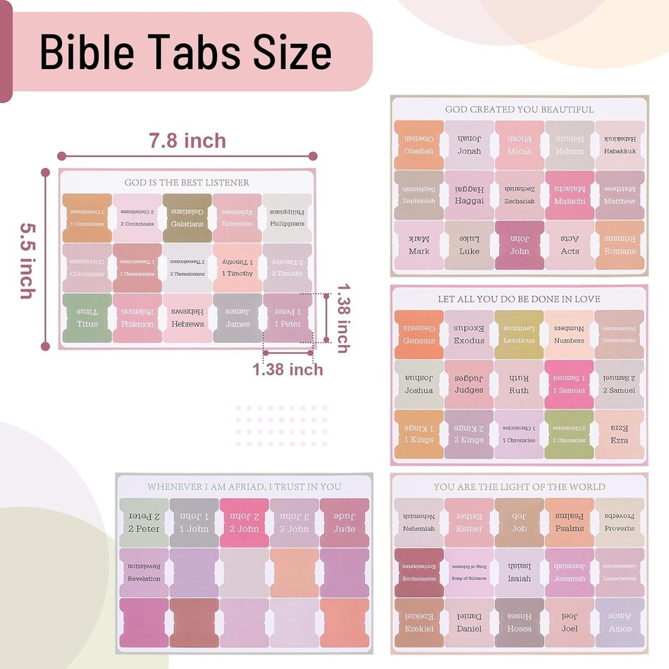 Bible Tabs, 75 Tabs for Women and Men, Laminated Tabs,... | eBay