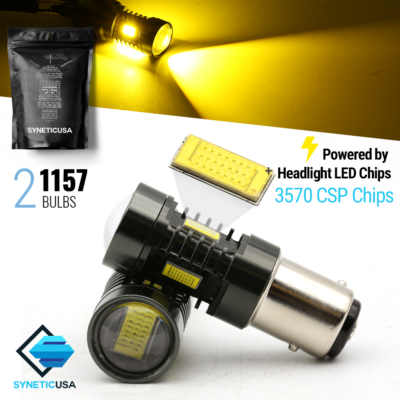 Syneticusa:2x 1157/7528 Amber Turn Signal Parking LED Light Bulbs, 3570 ...