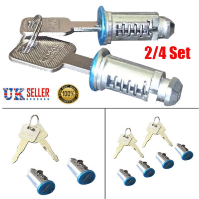 Set of 2/4 Barrel Locks & 2 Keys Fits Thule, Halfords Roof Bars & Cycle ...