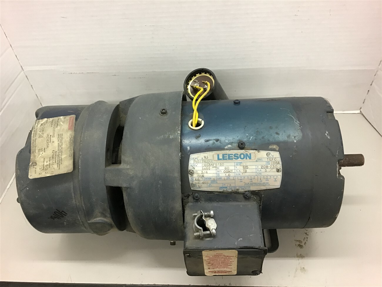 Leeson C6C34FB15D Brake Motor 3/4 HP D56 frame 208/230V TEFC 3450 rpm ...