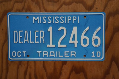 2010 Mississippi TRAILER DEALER License Plate | eBay